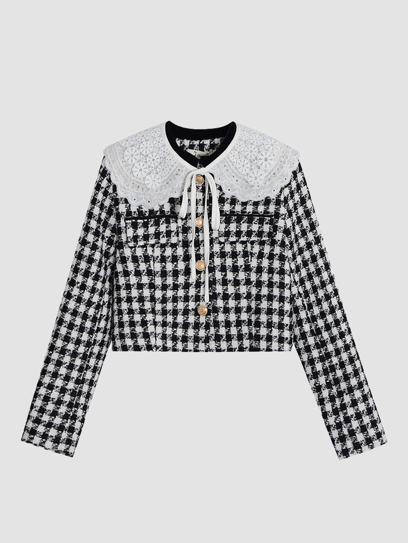 Velvet Houndstooth Short Coat – sampeal